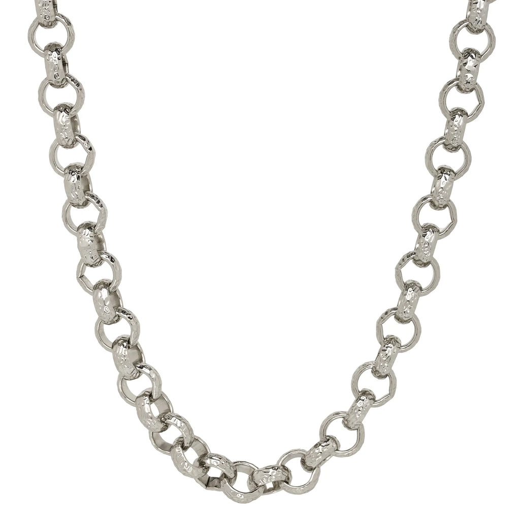 12MM SILVER DIAMOND PATTERNED BELCHER CHAIN