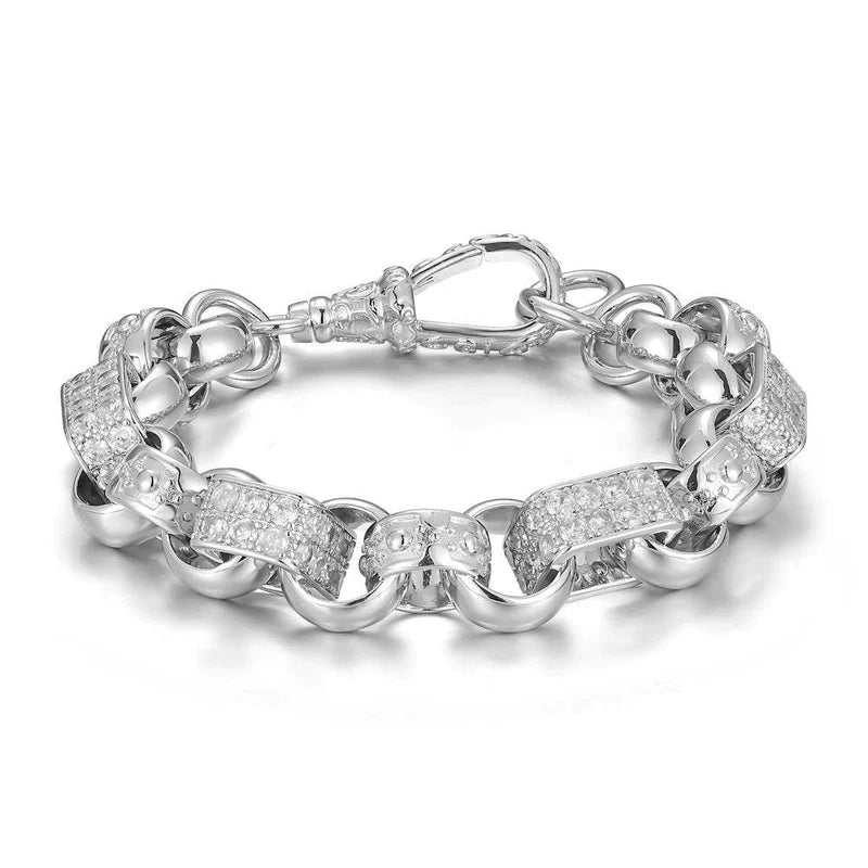 SILVER XXL GYPSY LINK BELCHER BRACELET WITH ALBERT CLASP