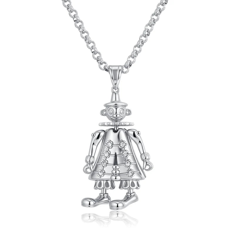 NEW SILVER LARGE CLOWN PENDANT – 24 INCH 4MM BELCHER CHAIN